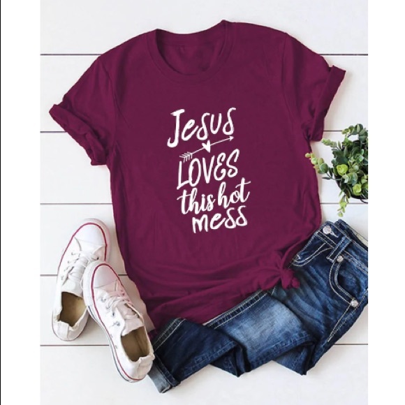 SHEIN | Tops | Sold Out Jesus Loves This Hot Mess Tshirt | Poshmark
